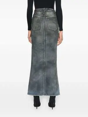 Balenciaga Distressed Denim Maxi Skirt - Grey