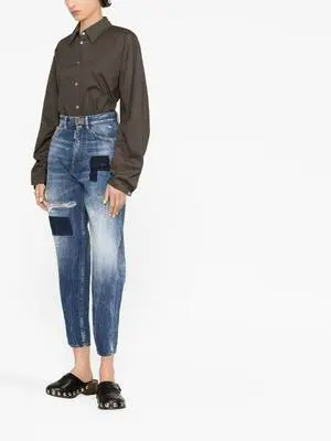 Dsquared2 Distressed Patchwork Cropped Jeans
