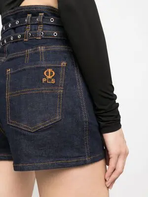 Philosophy Di Lorenzo Serafini High-waisted Belted Denim Shorts