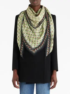 Etro Floralia-print Embellished Scarf