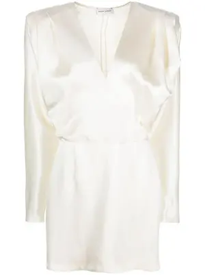Magda Butrym Silk Wrap Mini Dress - Neutrals