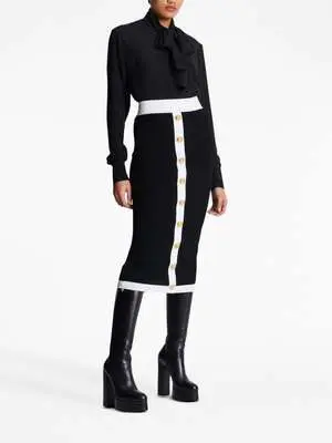Balmain Buttoned Knit Midi Skirt - Black