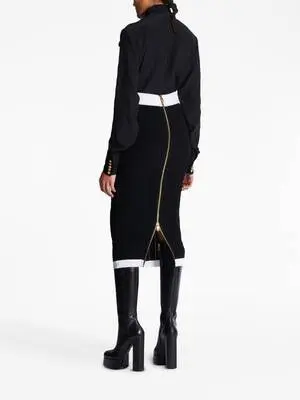 Balmain Buttoned Knit Midi Skirt - Black