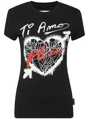 Philipp Plein Heart-print T-shirt - Black