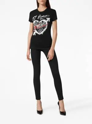 Philipp Plein Heart-print T-shirt - Black