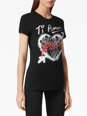 Philipp Plein Heart-print T-shirt - Black