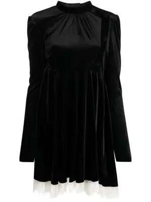 Philosophy Di Lorenzo Serafini Pleated Velvet Mini Dress - Black