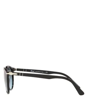 Persol 52mm Round Frame Sunglasses - Black/blue Gradient