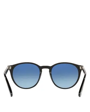Persol 52mm Round Frame Sunglasses - Black/blue Gradient