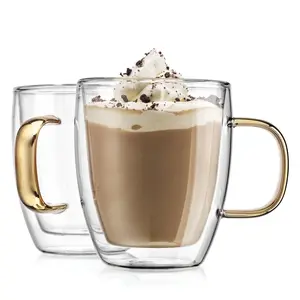 GODINGER Double Walled Gold Coffee Mug, Set Of 2