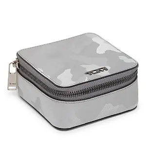 Tumi Belden Leather Jewelry Case Silver Cam