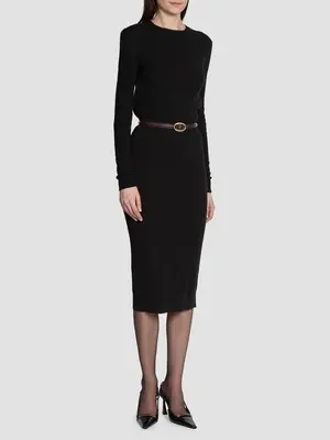 Saint Laurent Oval Buckle Thin Belt In Smooth Leather - Dark Currant