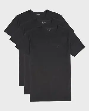 Paul Smith Apos;s 3-pack Organic Cotton T-shirts - Black