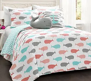 LUSH DECOR Whale Quilt 4pc Set Twin - One-color
