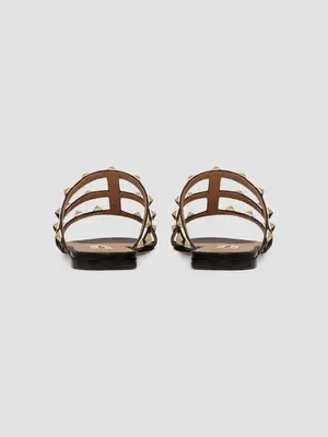 Valentino Garavani Rockstud Flat Slide Sandals - Black