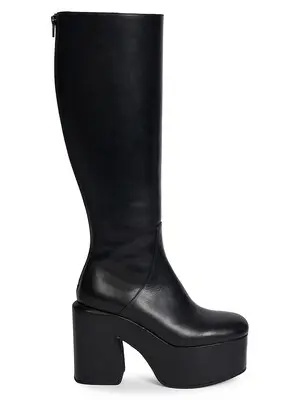 Dries Van Noten 100MM Leather Platform Knee-High Boots - Black