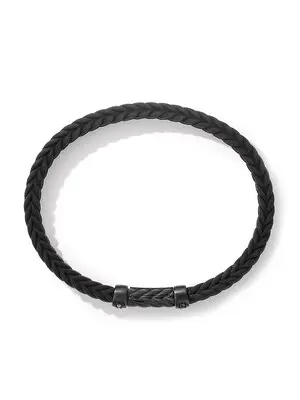 David Yurman Chevron Rubber Bracelet With Titanium And Pavé Diamonds - Black