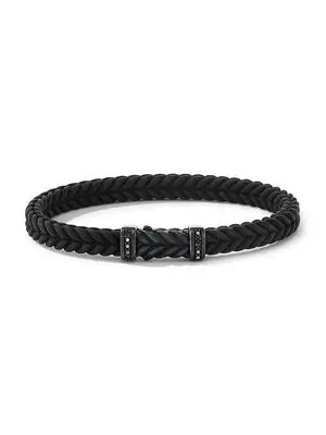 David Yurman Chevron Rubber Bracelet With Titanium And Pavé Diamonds