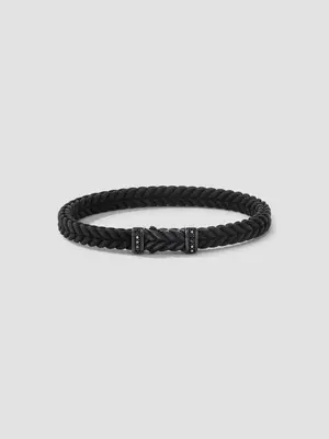 David Yurman Chevron Rubber Bracelet With Titanium And Pavé Diamonds - Black