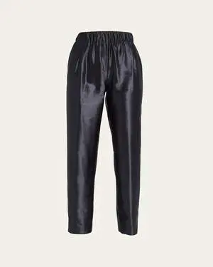 Giorgio Armani Metallic Linen-silk Straight-leg Pull-on Trousers