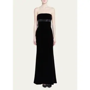 Giorgio Armani Strapless Velvet Trumpet Gown
