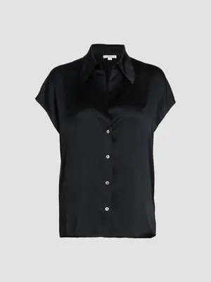 Vince Cap-sleeve Silk Blouse - Black