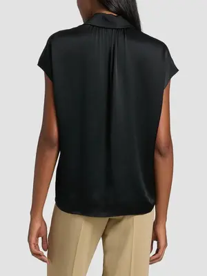 Vince Cap-sleeve Silk Blouse - Black
