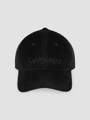 Saint Laurent Vintage Baseball Cap In Corduroy - Black