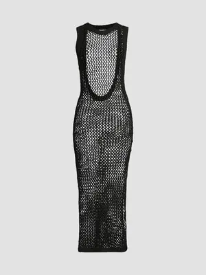 Beach Riot Holly Net Cover-up Midi-dress - Black