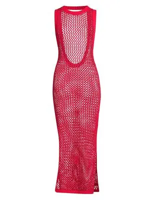 Beach Riot Holly Net Cover-up Midi-dress Red