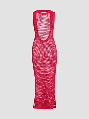 Beach Riot Holly Net Cover-up Midi-dress Red