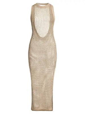 Beach Riot Holly Net Cover-up Midi-dress Tan