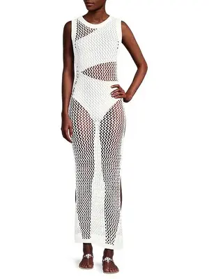 Beach Riot Holly Net Cover-up Midi-dress - White