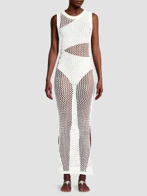 Beach Riot Holly Net Cover-up Midi-dress - White