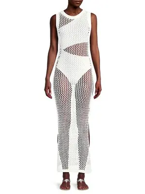 Beach Riot Holly Net Cover-up Midi-dress - White