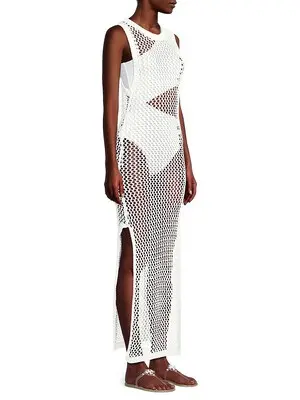 Beach Riot Holly Net Cover-up Midi-dress - White