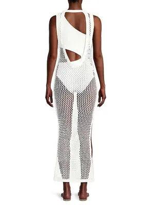 Beach Riot Holly Net Cover-up Midi-dress - White