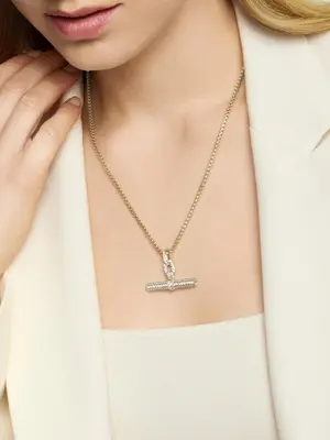 David Yurman Lexington E/w Barrel Pendant In 18k Yellow With Diamonds, 36mm