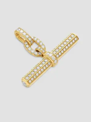 David Yurman Lexington E/w Barrel Pendant In 18k Yellow With Diamonds, 36mm