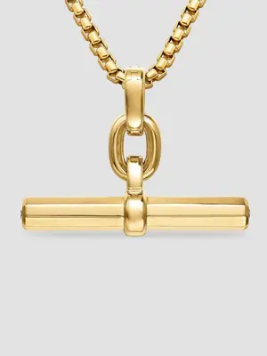 David Yurman Lexington E/w Barrel Pendant In 18k Yellow With Diamonds, 36mm