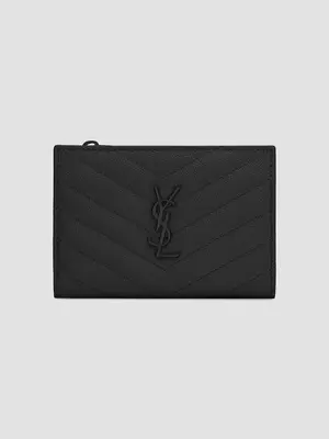 Saint Laurent Cassandre Matelasse Fragts Zipped Bi-fold Wallet - Nero