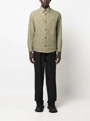 Palm Angels Monogram Quilted Shirt Jacket - Khaki