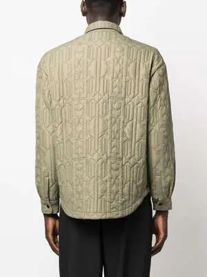 Palm Angels Monogram Quilted Shirt Jacket - Khaki