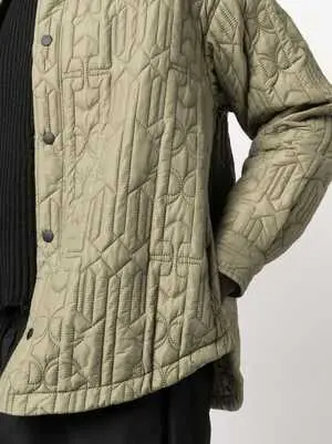 Palm Angels Monogram Quilted Shirt Jacket - Khaki