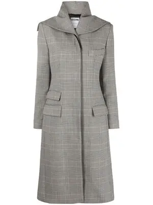 Moschino Plaid-check Print Coat - Black