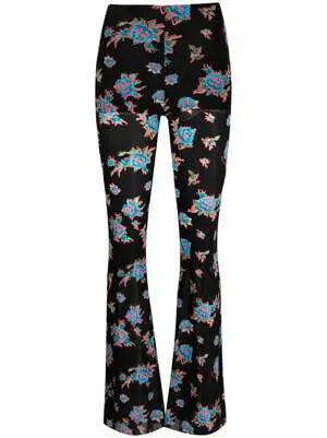 Philosophy Di Lorenzo Serafini Floral-print Flared Leggings - Black