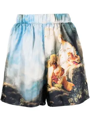 Roberto Cavalli Graphic-print Silk Shorts