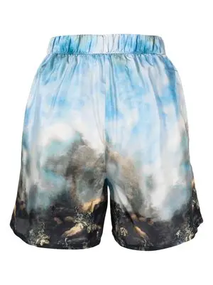 Roberto Cavalli Graphic-print Silk Shorts