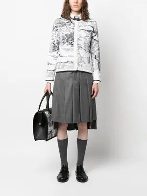 Thom Browne Nautical Toile Cashmere Crew Neck Cardigan
