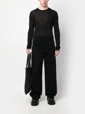 Rick Owens Long-sleeved Marl-knit T-shirt - Black